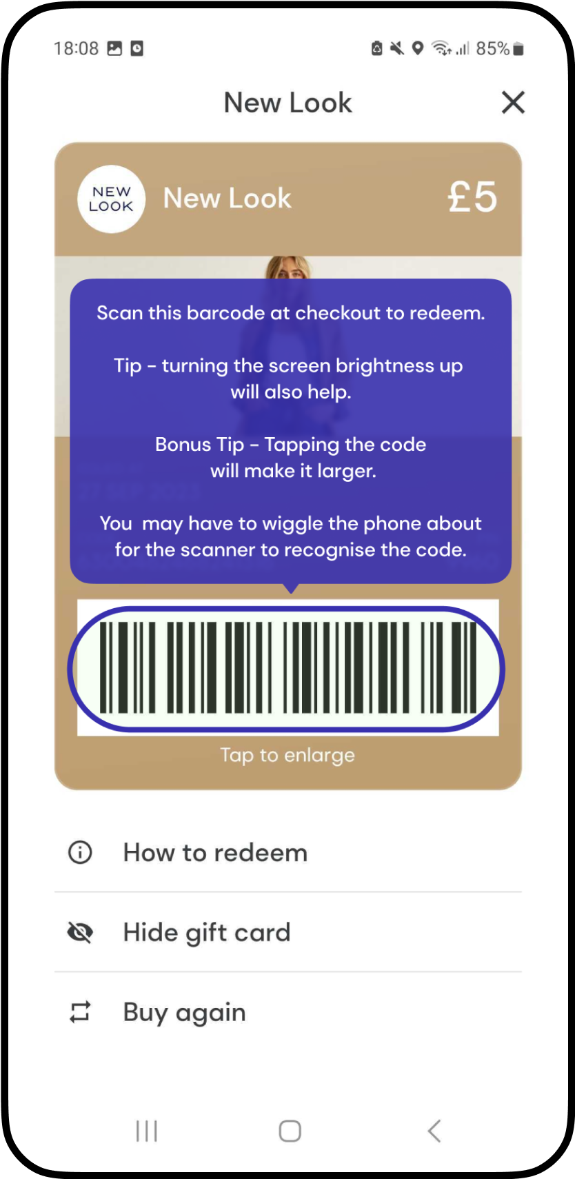 How to redeem New Look gift cards – Cheddar support