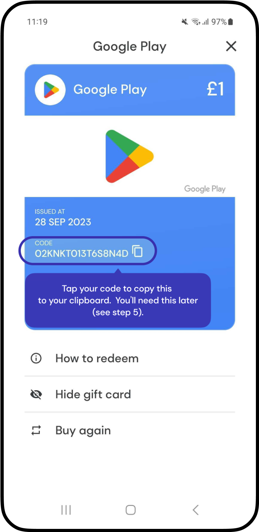 How to redeem Google Play gift cards – Cheddar support